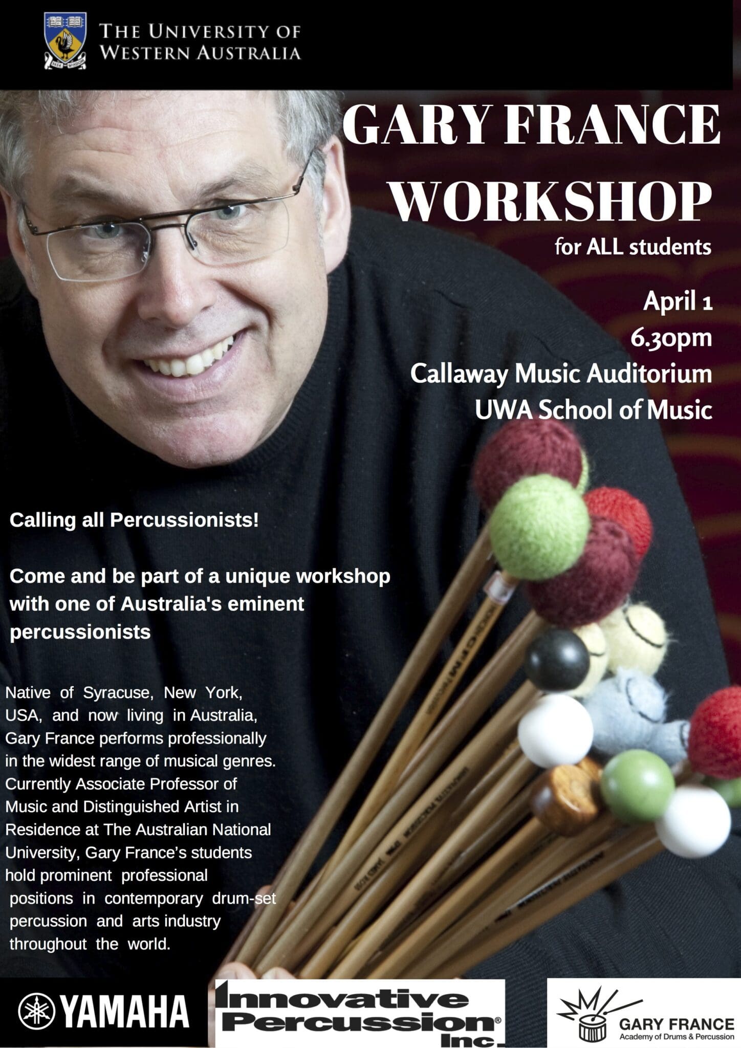 Percussion Workshop by Gary France at University of Western Australia ...